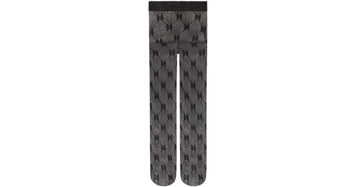 Gucci GG Lurex Detailed Knitted Tights Pantyhose in Gray | Lyst