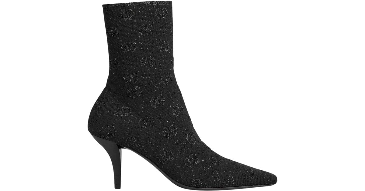 Gucci GG Knit Ankle Boots in Black | Lyst