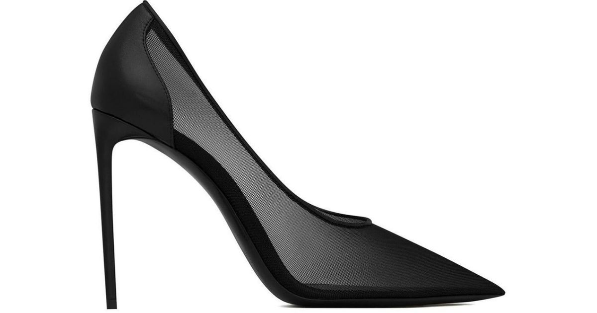 Saint Laurent Anja Mesh Stiletto Pumps in Black | Lyst