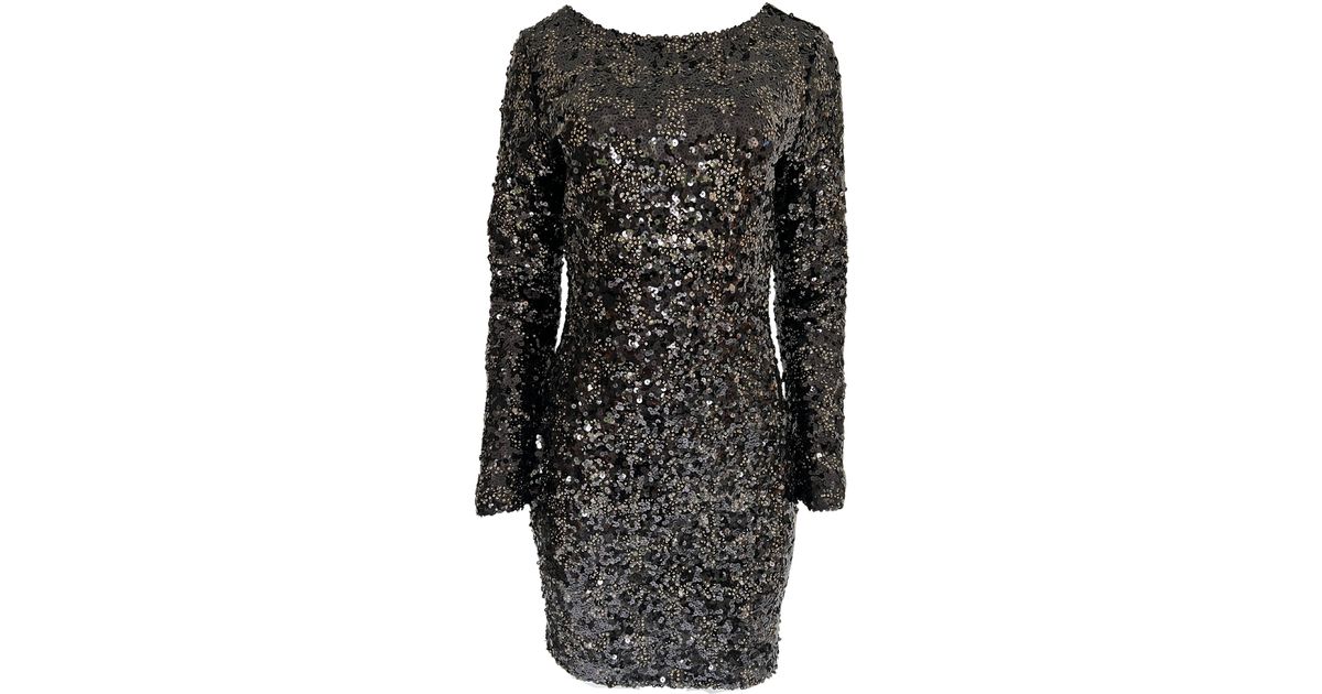 Soky & Soka Black Sequence Mini Dress With Open Back | Lyst