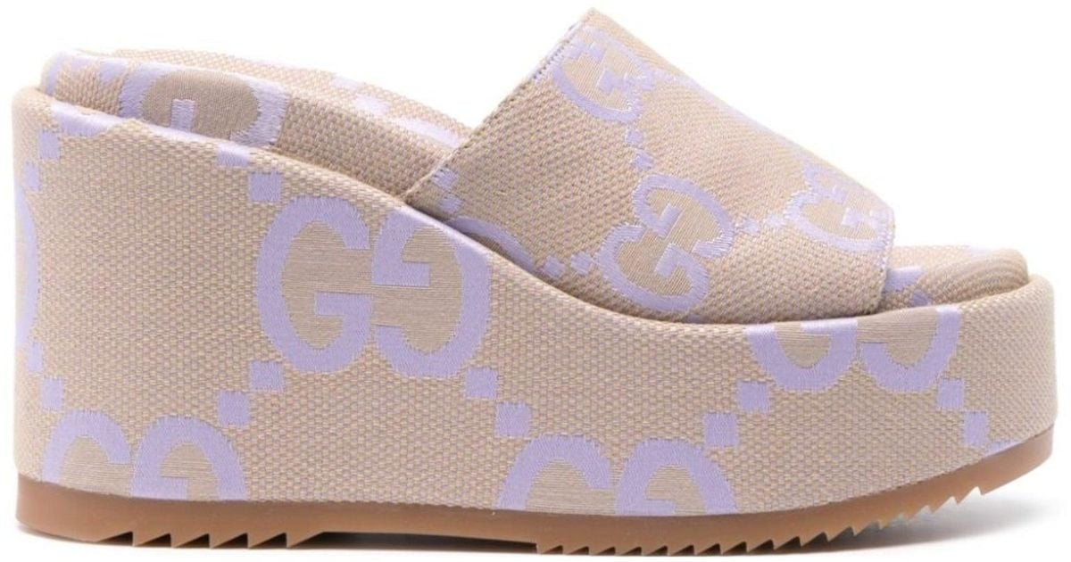 Gucci GG Supreme 120mm Platform Sandals in Pink | Lyst