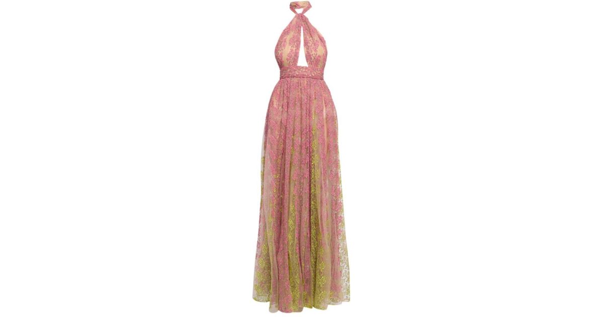 Elie Saab Floral Embroidery Tulle Floral Gown in Pink | Lyst