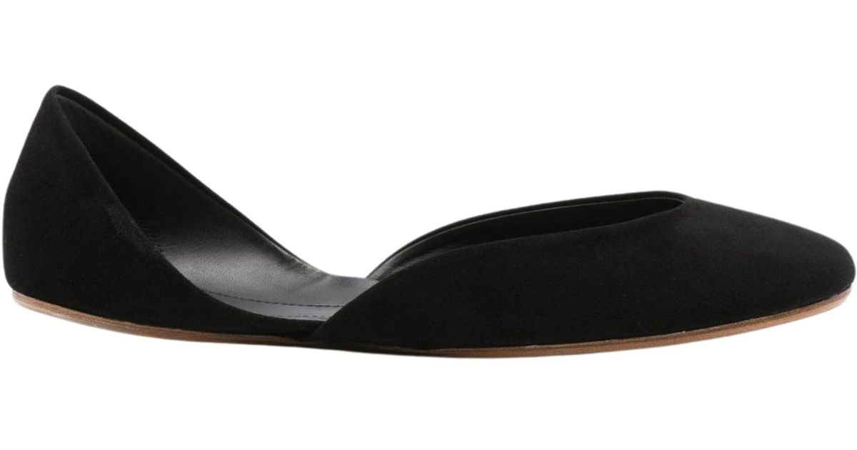 The Row Gemma Suede Ballet Flats in Black | Lyst