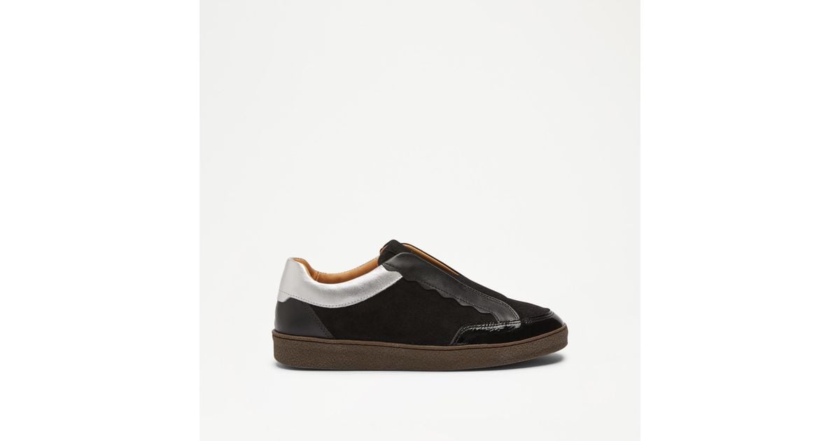 Russell & Bromley Roll Up Scalloped Laceless Trainer in Black | Lyst UK