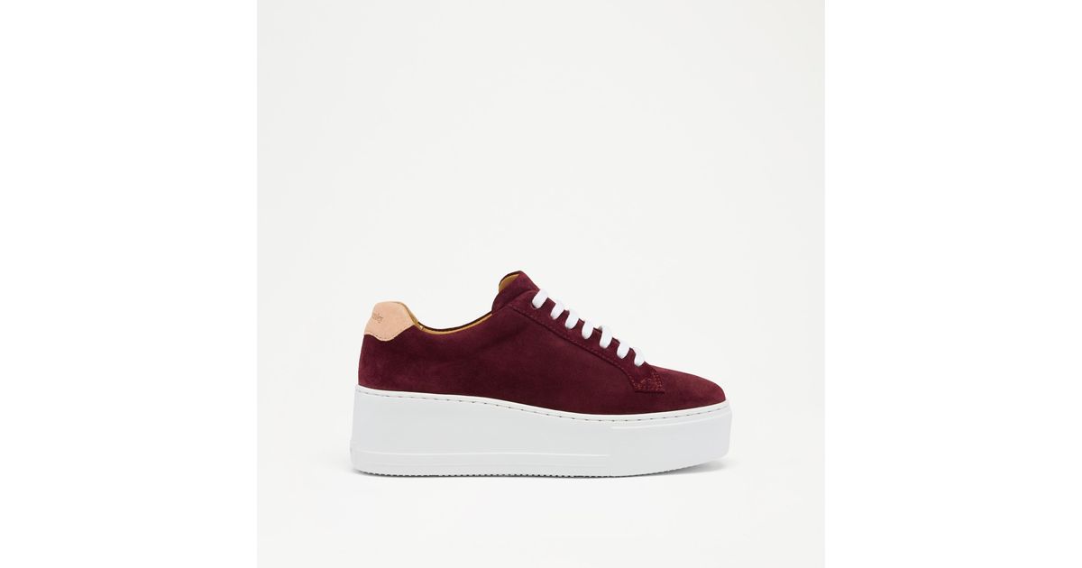 Russell & Bromley Park Cord Lace Up Flatform Trainer in Red | Lyst UK