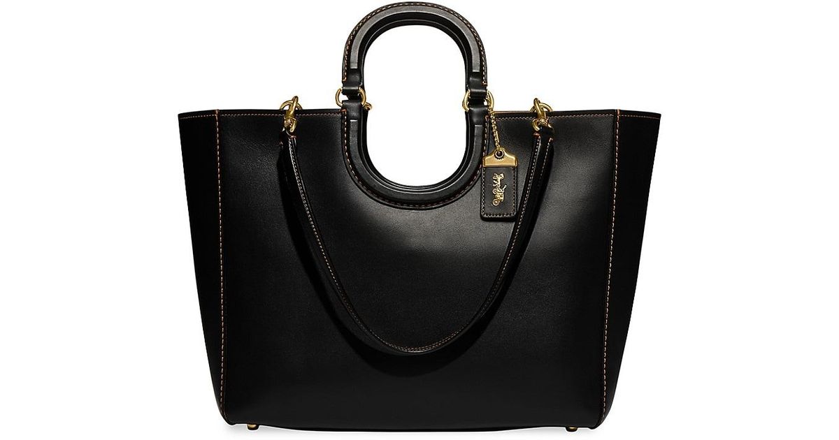 COACH Rae Leather Tote in Black | Lyst