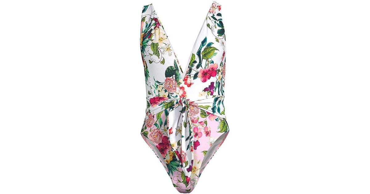 Pq Swim Synthetic Sierra Knotted One Piece Swimsuit In White Lyst