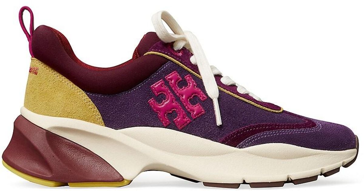 Tory Burch Leather Good Luck Mixed Media Trainers In Purple Pink Purple Lyst tory-burch-leather-good-luck-mixed-media-trainers-in-purple-pink-purple-lyst