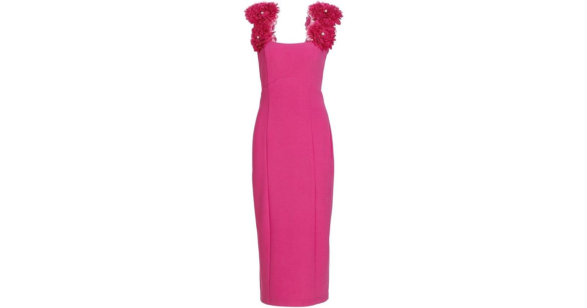 Elliatt Gabby Floral Applique Midi Dress In Pink Lyst