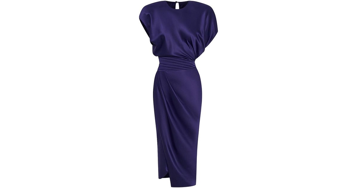 Zhivago Bond Satin Pleated Asymmetric Midi-dress in Blue | Lyst Zhivago Bond Satin Pleated Asymmetric Midi-dress in Blue | Lyst