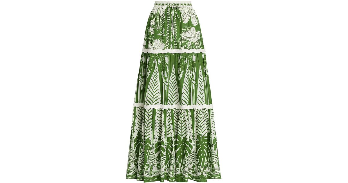 FARM Rio Macaw Elegance Tiered Maxi Skirt in Green | Lyst FARM Rio Macaw Elegance Tiered Maxi Skirt in Green | Lyst