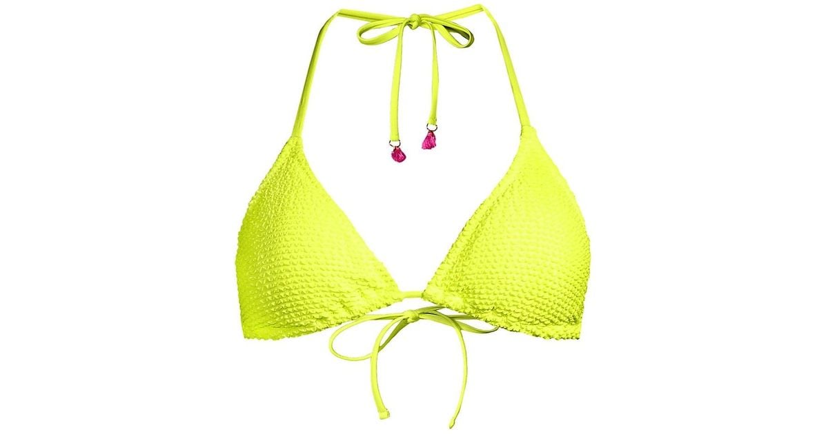 Milly Lori Textured Triangle Bikini Top In Yellow Lyst