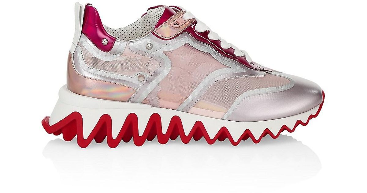 Christian Louboutin Sharkina Mesh & Leather Sneakers in Pink | Lyst