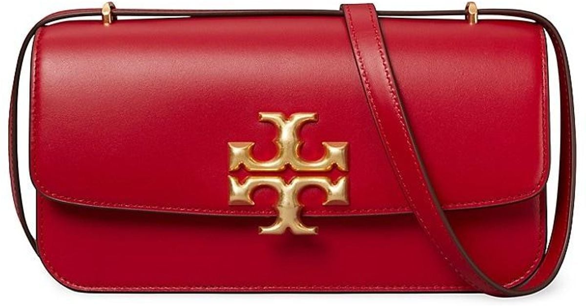 Tory Burch Leather Small Eleanor Rectangular Shoulder Bag in Red | Lyst