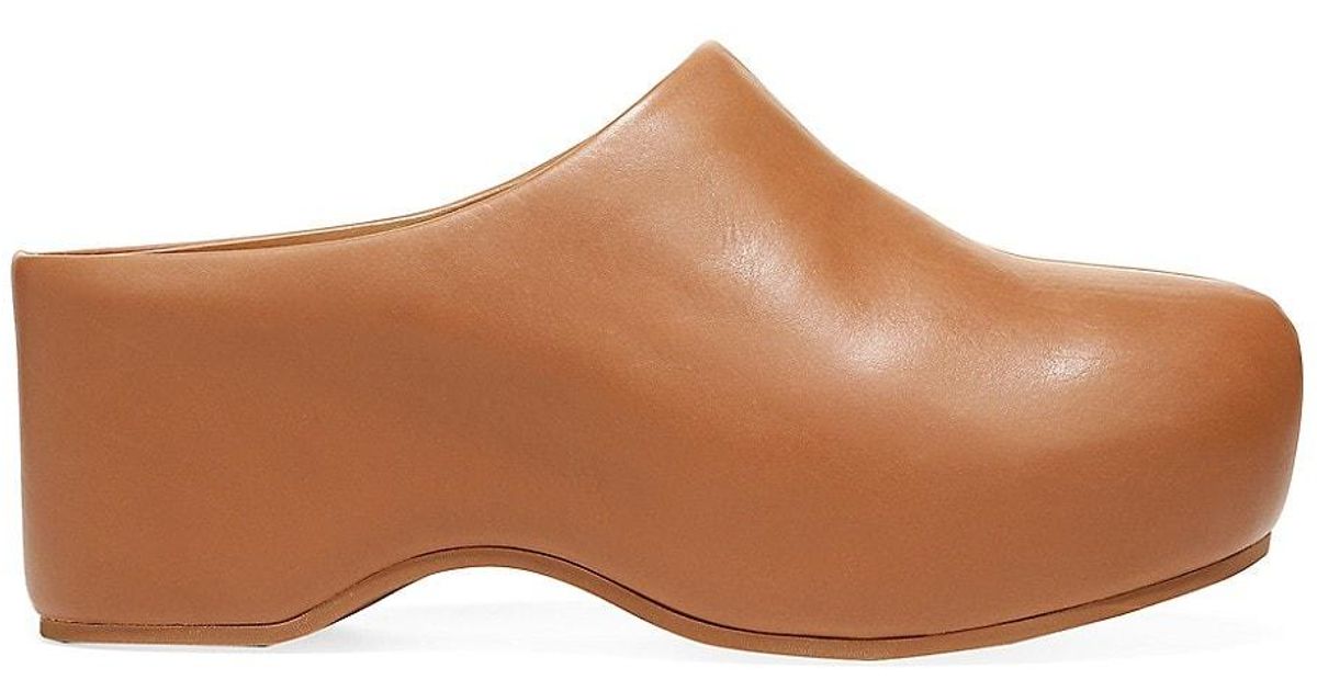 Vince Isa Leather Platform Clogs in Brown | Lyst