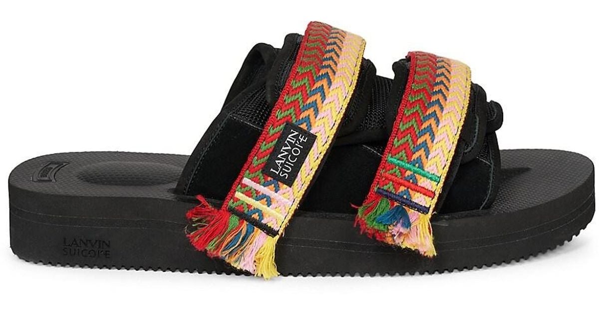 Lanvin Synthetic X Suicoke Herringbone Slide Sandals in Black for Men ...