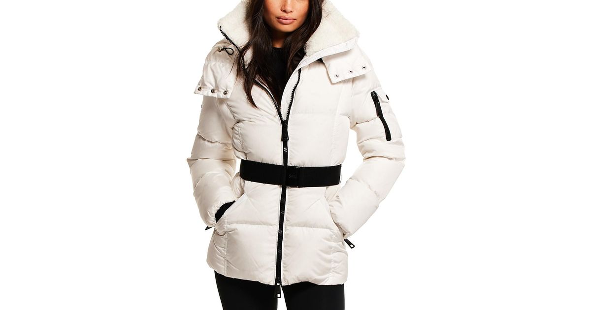 Sam Liv Belted Puffer Jacket In Natural Lyst