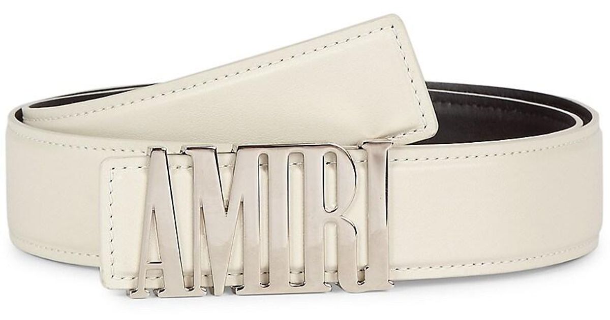 Amiri Leather Logo Belt in Natural for Men | Lyst