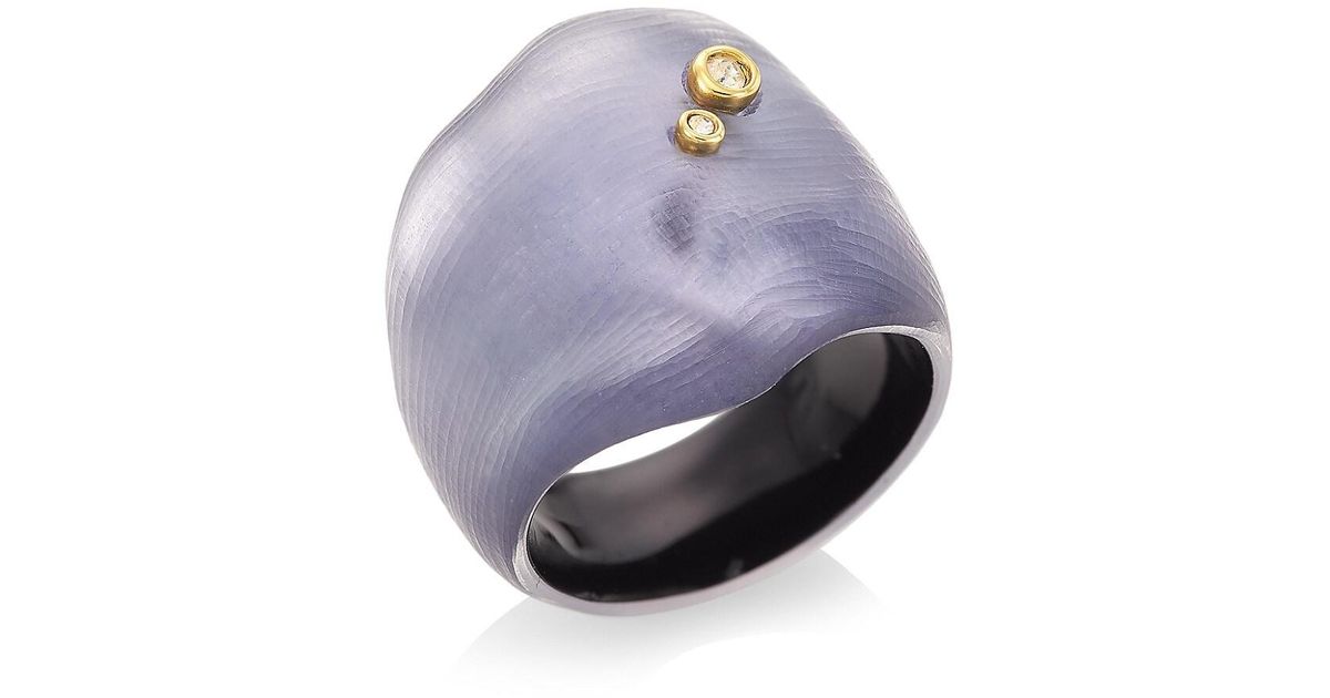 Alexis Bittar Organic Block 14k Gold Plated Lucite And Crystal Ring In Metallic Lyst