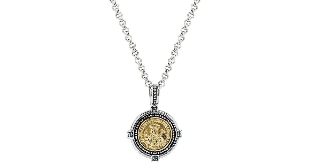 Konstantino Sterling Silver, 18k Yellow Gold & Blue Spinel Pendant in ... Konstantino Sterling Silver, 18k Yellow Gold & Blue Spinel Pendant in ...