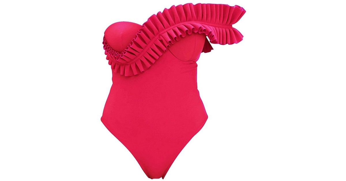 Andrea Iyamah Nisi One-piece Ruffle Swimsuit in Pink | Lyst