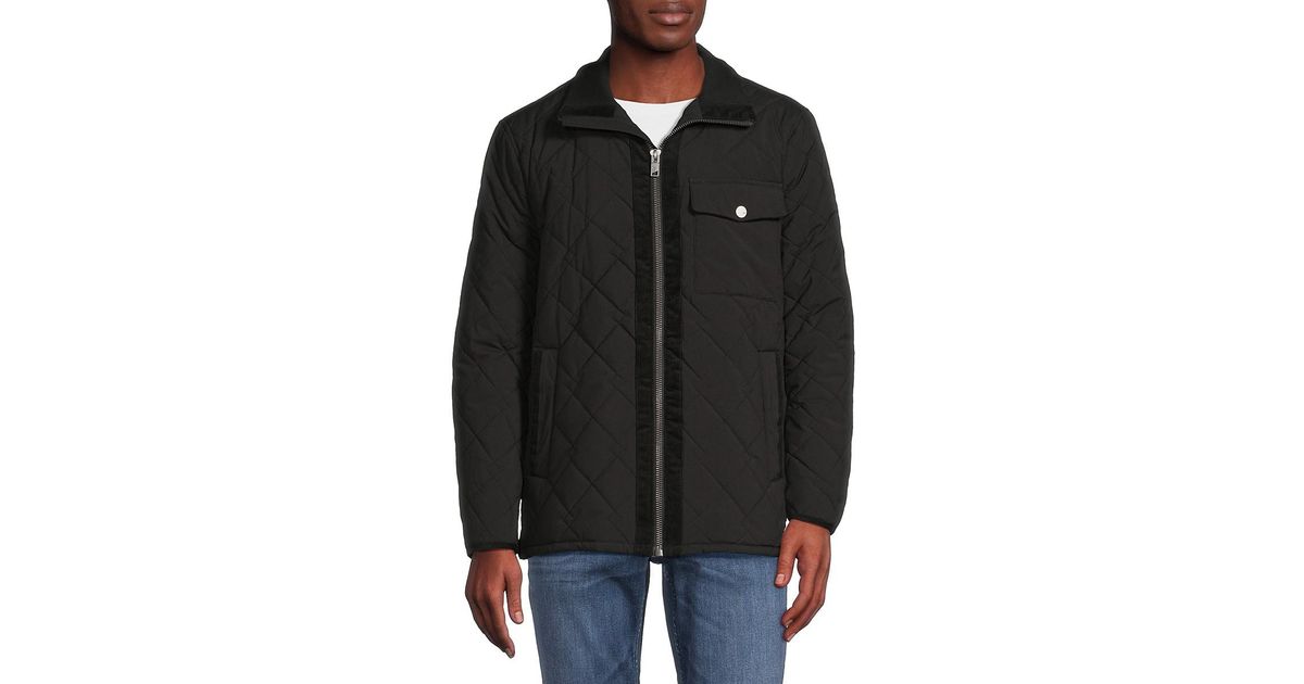 Andrew Marc Amberg Mockneck Quilted Jacket in Black for Men | Lyst