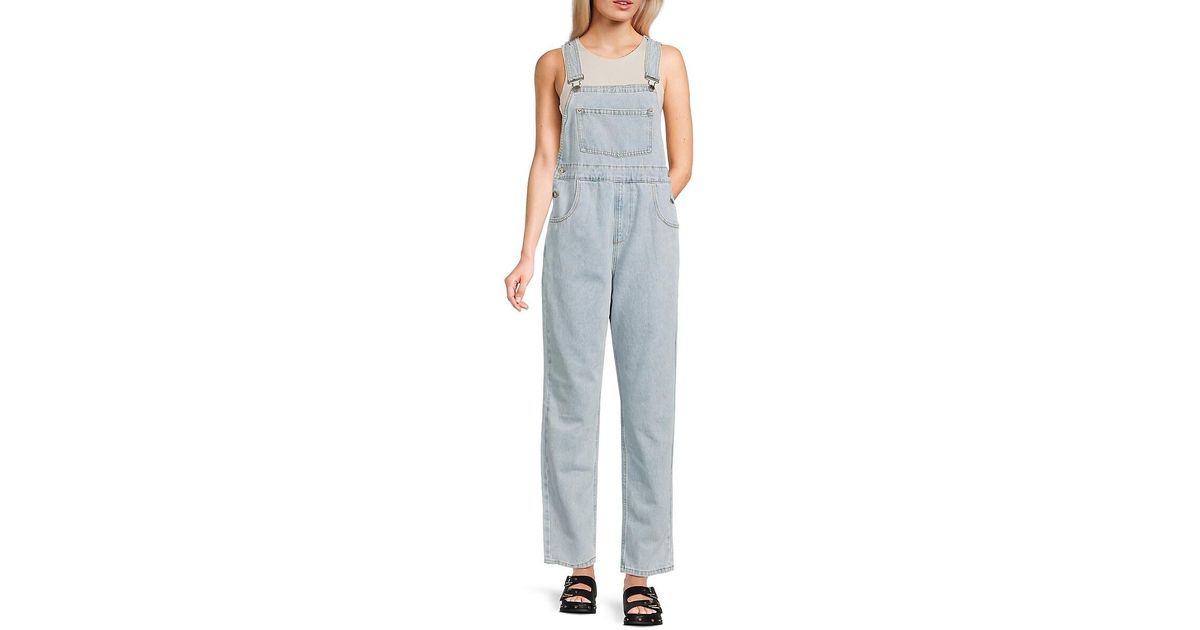 WeWoreWhat Squareneck Denim Overalls in Blue | Lyst