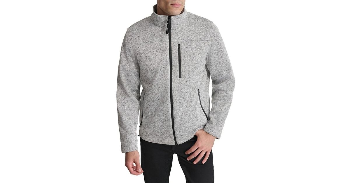 DKNY Knit Zip Fleece Jacket in Gray for Men | Lyst