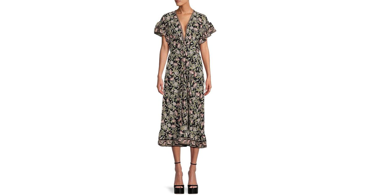 Max Studio Floral Ruffle Maxi Dress | Lyst