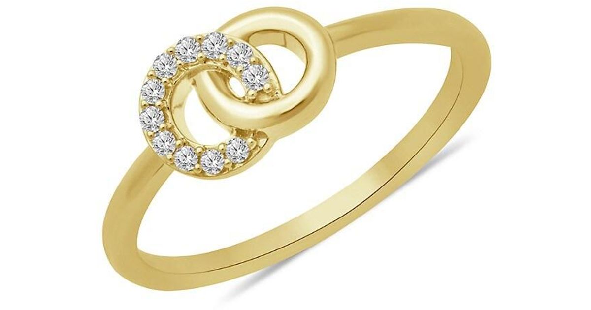Verifine Demi Fine Myra 18K Goldplated Sterling & 0.08 Tcw Diamond Interlocking Ring in Metallic ...