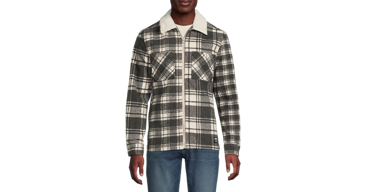 Wesc Liam Faux Shearling Mixed Plaid Jacket in Gray for Men | Lyst