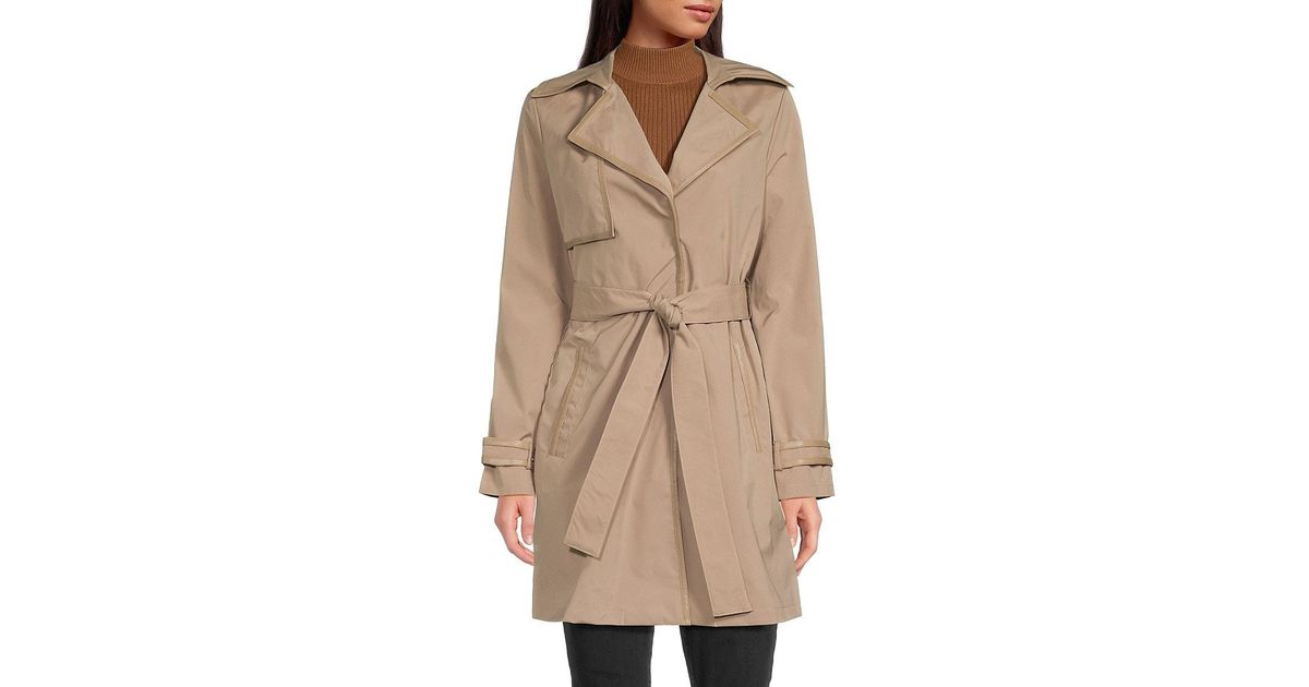Guess Helen Belted Trench Coat in Natural | Lyst UK