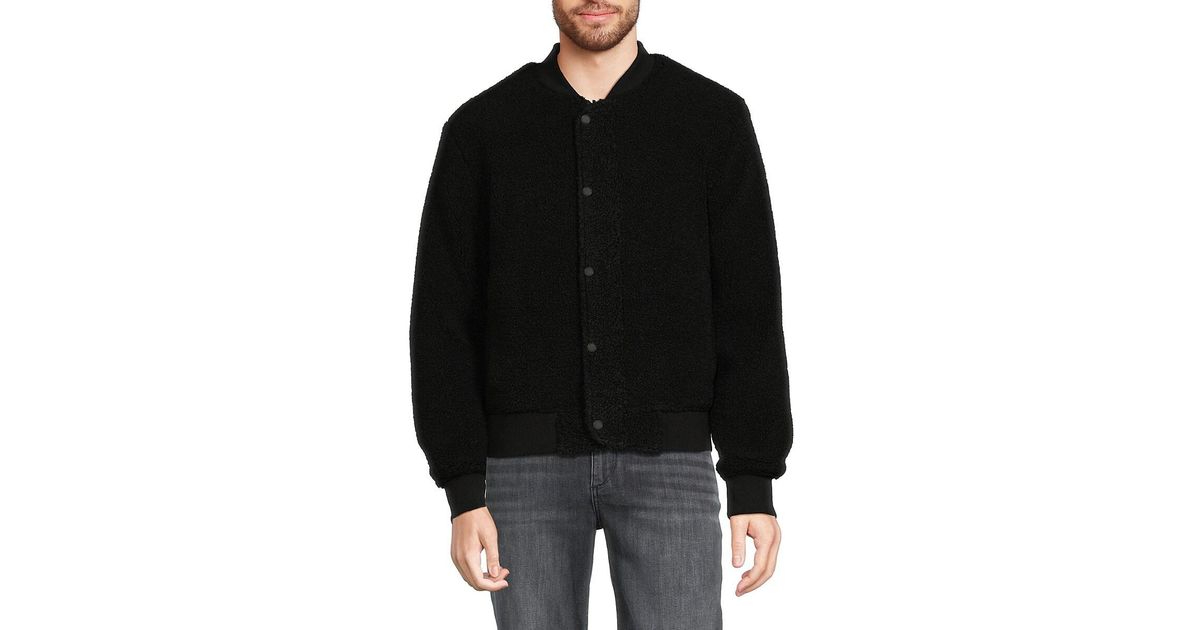 Kenneth Cole Reversible Faux Sherling Bomber Jacket in Black for Men | Lyst