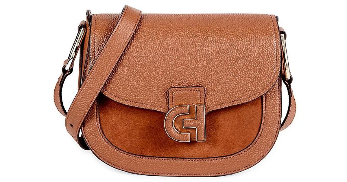 Cole Haan Leather-Suede Crossbody Bag in Brown | Lyst