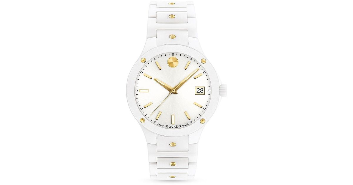 Movado Se Ceramic Bracelet Watch in White for Men | Lyst UK