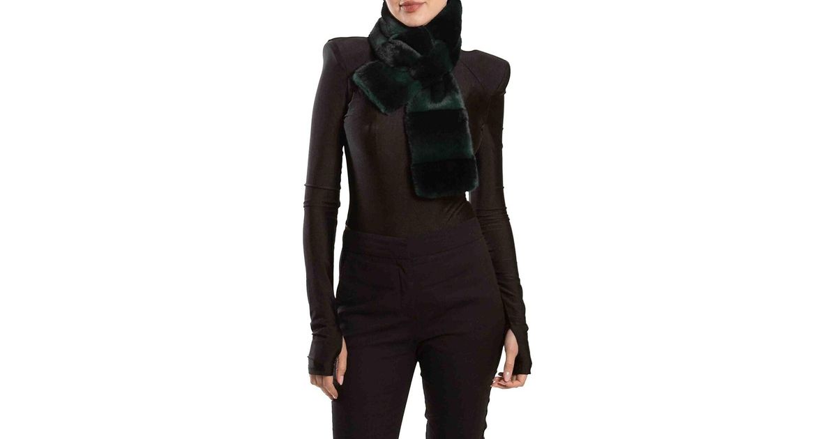 BELLE FARE BY MING YANG Plush Faux Fur Pull-through Scarf in Black ...
