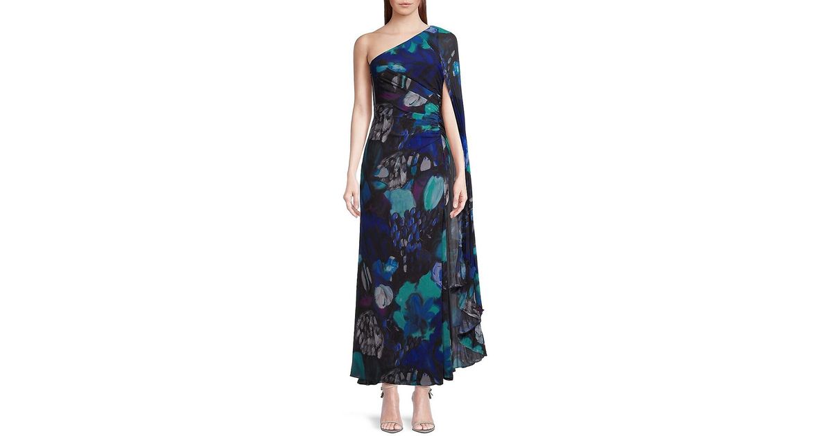 Emanuel Ungaro Abby Floral Chiffon Dress in Blue | Lyst