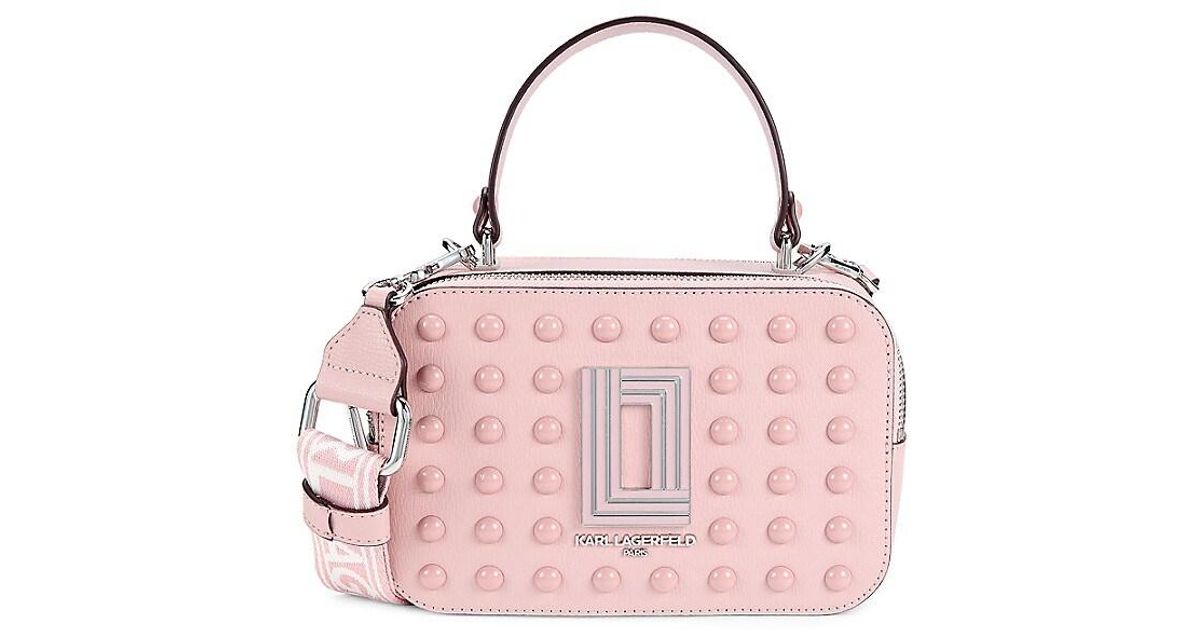 Karl Lagerfeld Simone Studded Leather Camera Bag in Pink | Lyst Australia