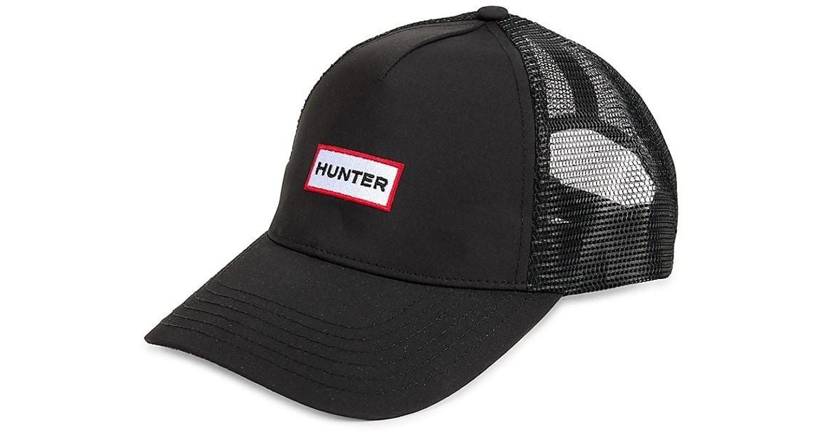 HUNTER Logo Trucker Hat in Black for Men | Lyst