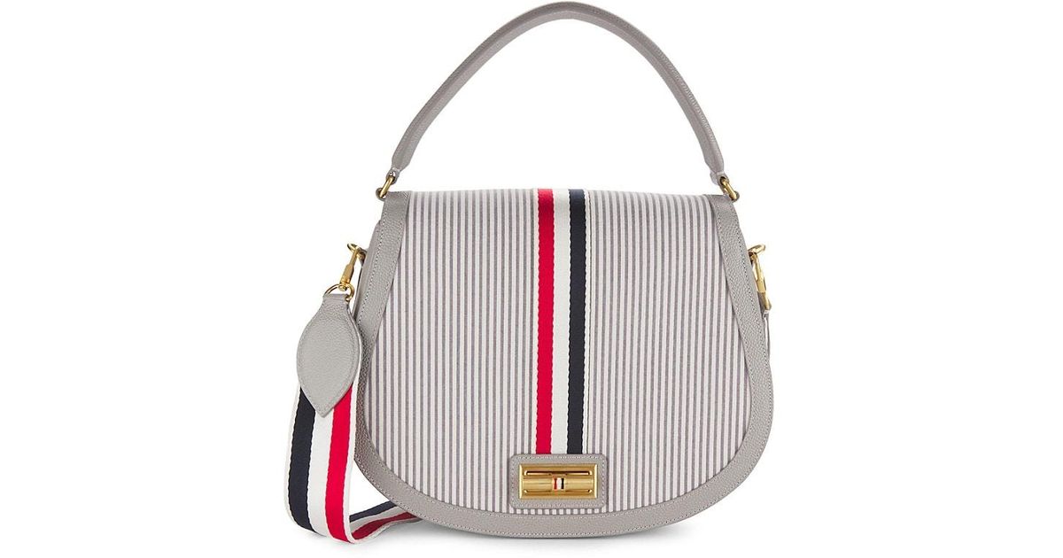 Thom Browne Striped Two Way Satchel | Lyst
