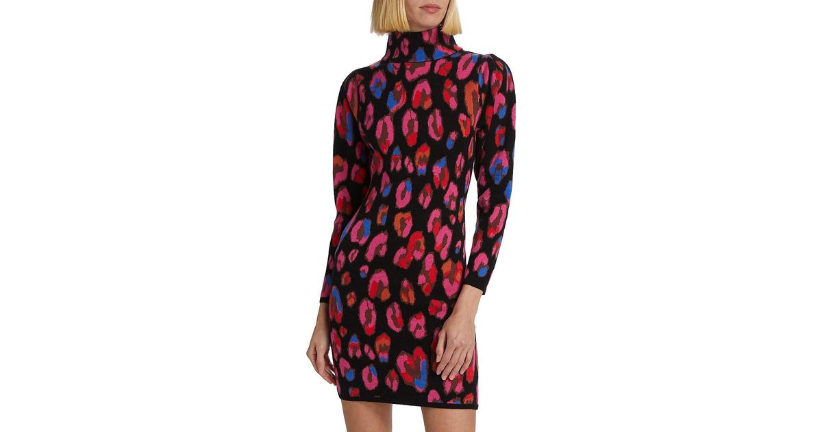 FARM Rio Leopard Print Bodycon Minidress in Red | Lyst