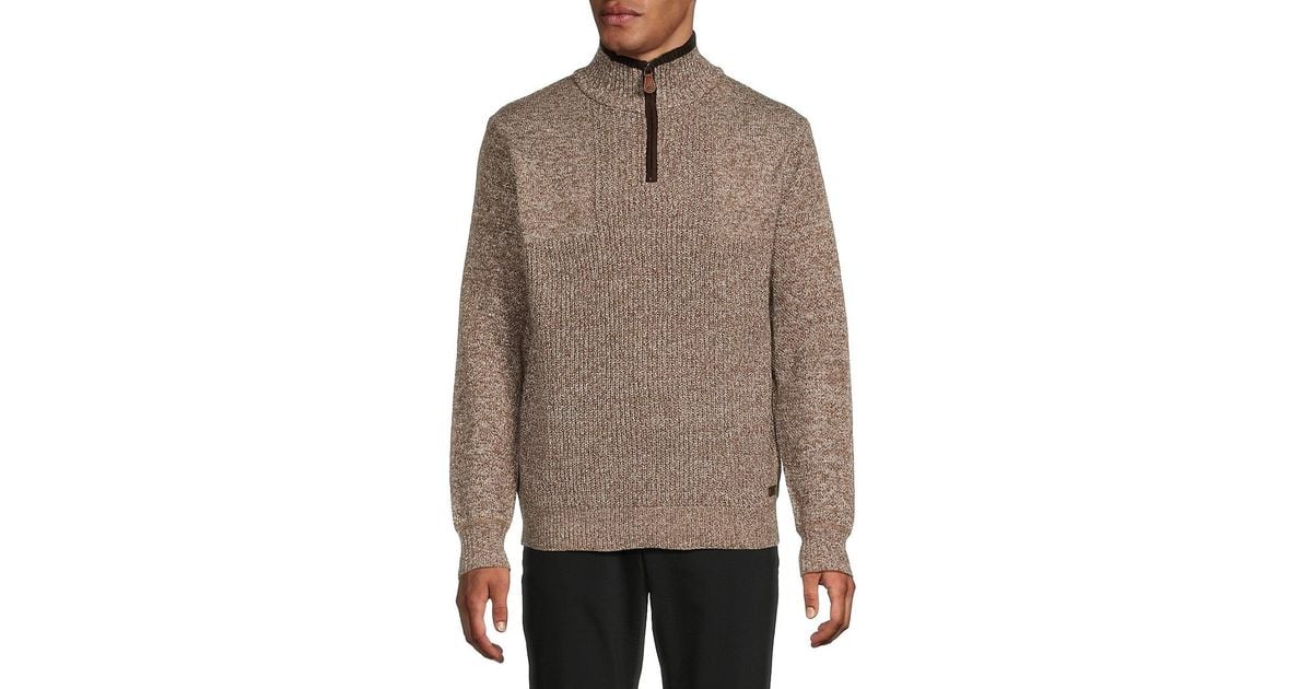 Buffalo David Bitton 'Werneck Quarter-Zip Sweater in Brown for Men | Lyst