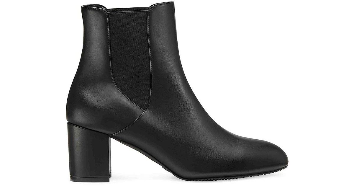 Stuart Weitzman 60Mm Yuliana Block Heel Leather Chelsea Boots in Black ...
