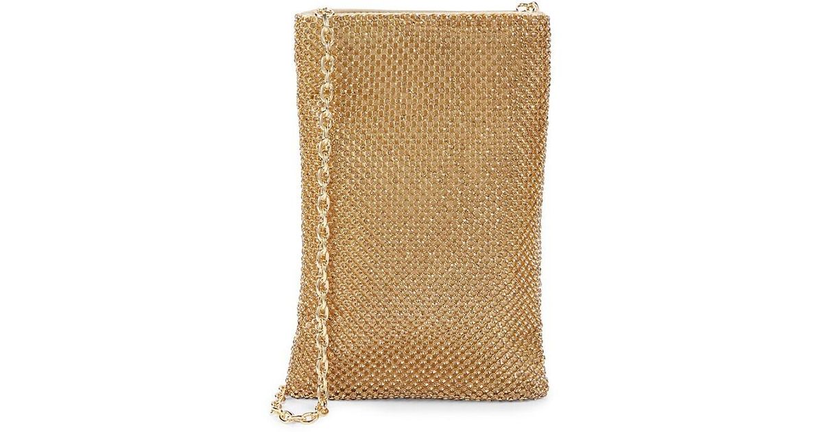 Whiting & Davis Crystal Embellished Chain Crossbody Bag in Natural | Lyst
