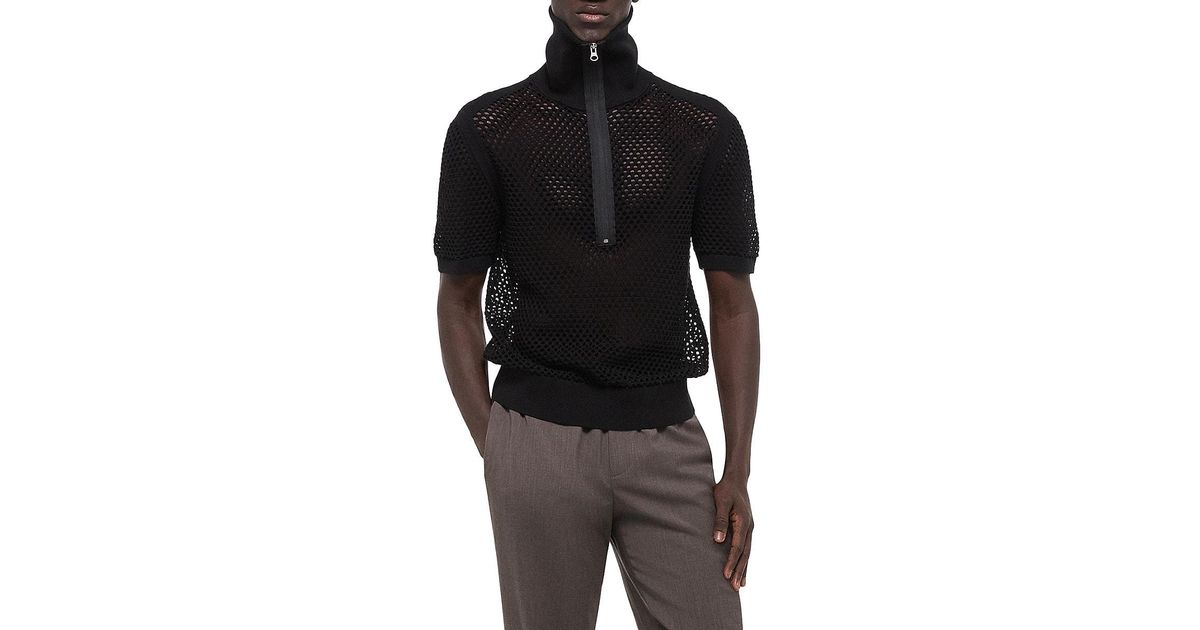 Helmut Lang Convertible Mock Turtleneck Mesh Shirt in Black for Men ...
