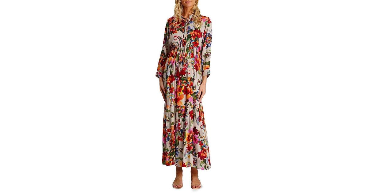 La Moda Clothing Floral Paisley Long Vacation Maxi Dress in Red | Lyst
