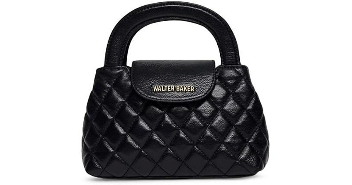 Walter Baker Mini Phoebe Quilted Leather Top Handle Bag in Black | Lyst
