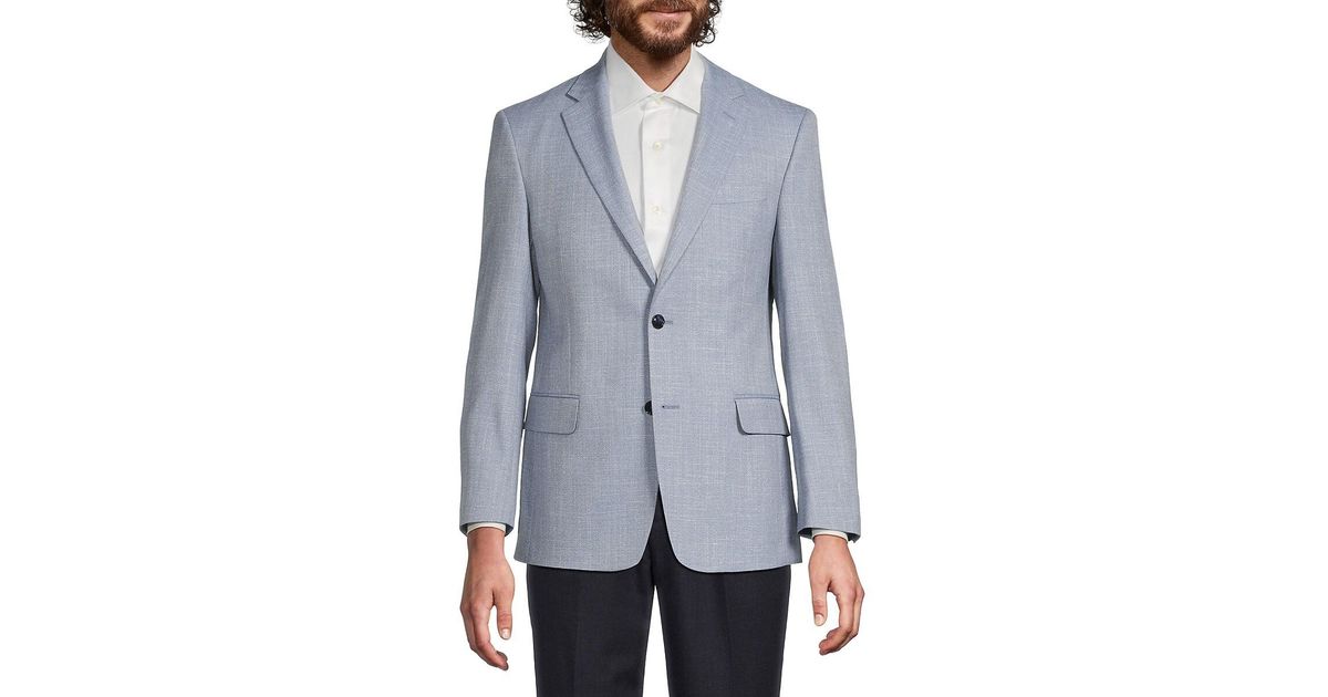 Saks Fifth Avenue Herringbone Modern Fit Blazer in Blue for Men | Lyst UK