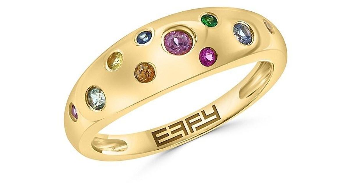 Effy 14k Yellow Gold & Multi Stone Dome Ring in Metallic | Lyst