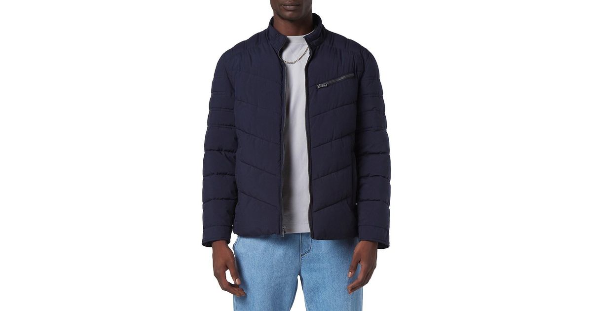 Andrew Marc Winslow Stand Collar Puffer Jacket in Blue for Men | Lyst